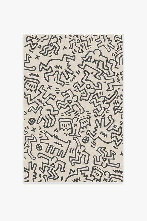 Keith Haring Block Party Black & Ivory | Ruggable