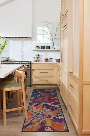 Watercolor Floral Navy Rug | Ruggable