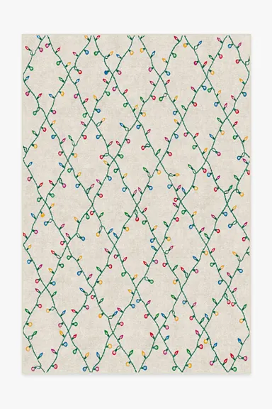 Holiday Lights Creme Rug | Ruggable