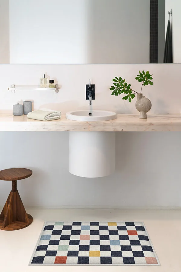 Bain Checkered Multicolor Bath Mat | Ruggable