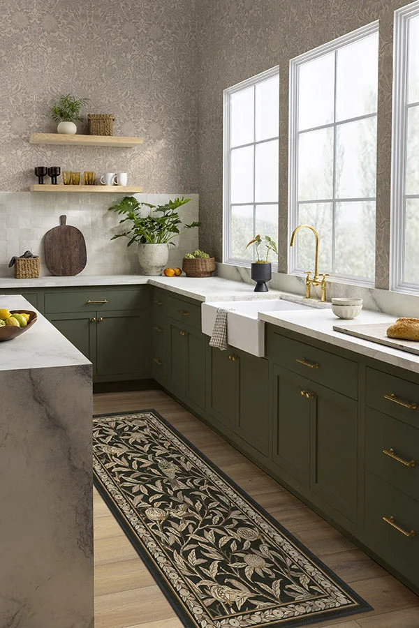 Morris & Co. Bird & Pomegranate Soft Black Rug | Ruggable