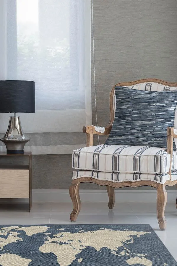 Weltkarte Blau Teppich | Ruggable