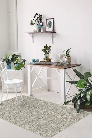 Mickey Damask Stone Rug | Ruggable