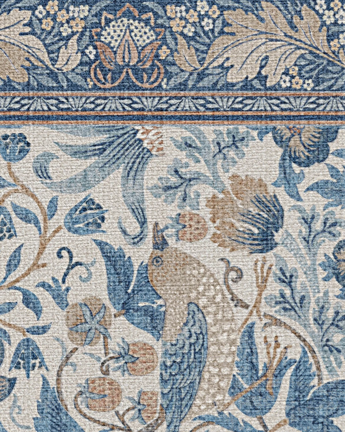 Morris & Co. Strawberry Thief Indigo & Ivory Rug | Ruggable