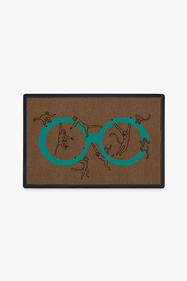 Iris Apfel Monkey See Monkey Do Turquoise Doormat | Ruggable