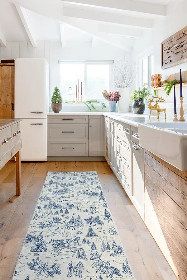 Winter Toile Blue Rug | Ruggable