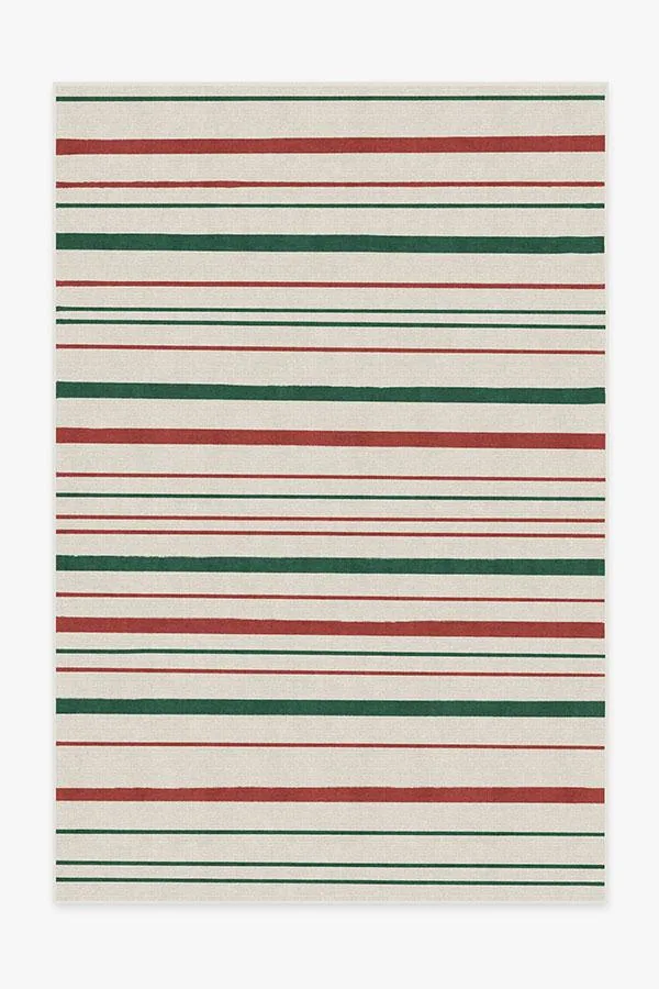 Hudson Stripe Red & Green Rug | Ruggable