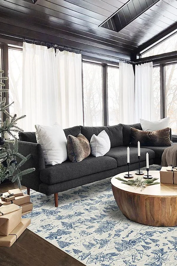 Winter Toile Blue Rug | Ruggable