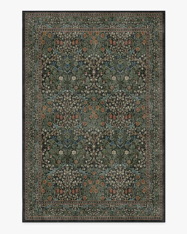 Morris & Co. Blackthorn Forest Green Rug | Ruggable