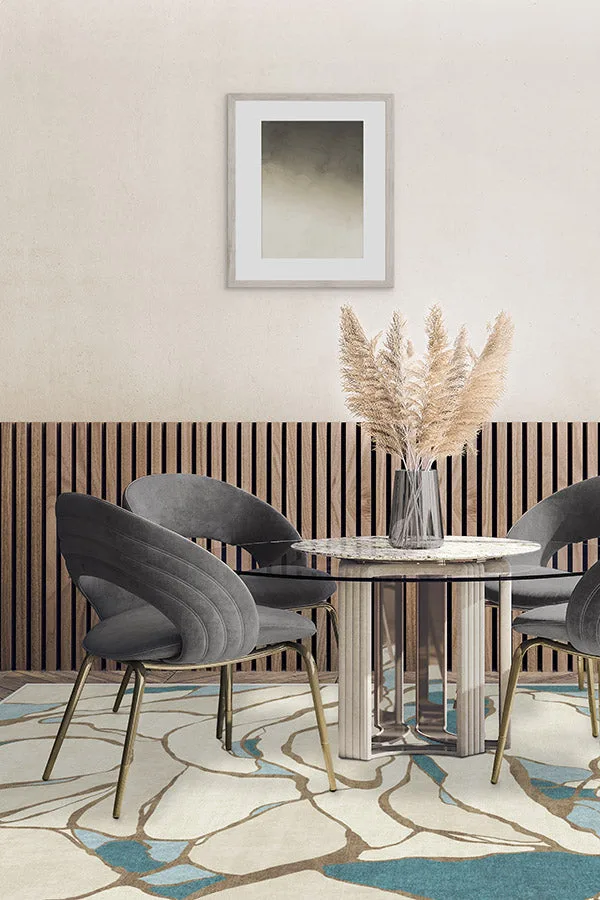 Nina Takesh Aude Teal & Ivory Rug | Ruggable