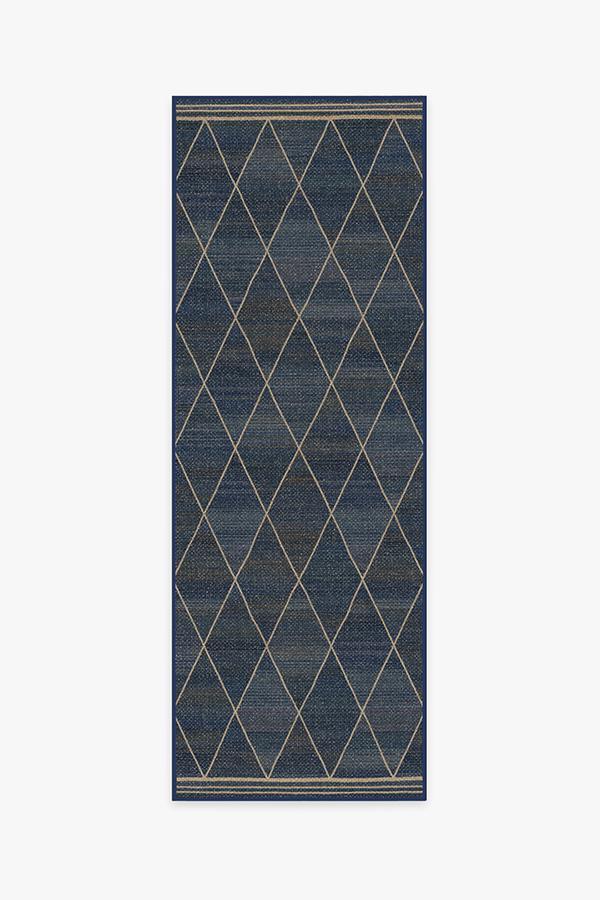 Harlequin Trellis Natural Navy Re-Jute Rug | Ruggable