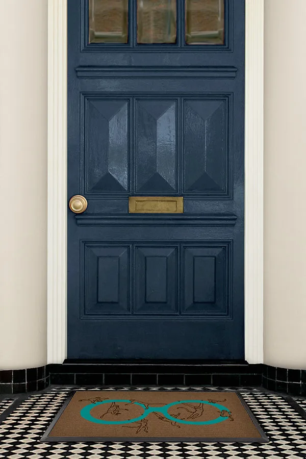 Iris Apfel Monkey See Monkey Do Turquoise Doormat | Ruggable