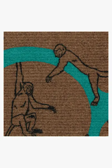 Iris Apfel Monkey See Monkey Do Turquoise Doormat | Ruggable