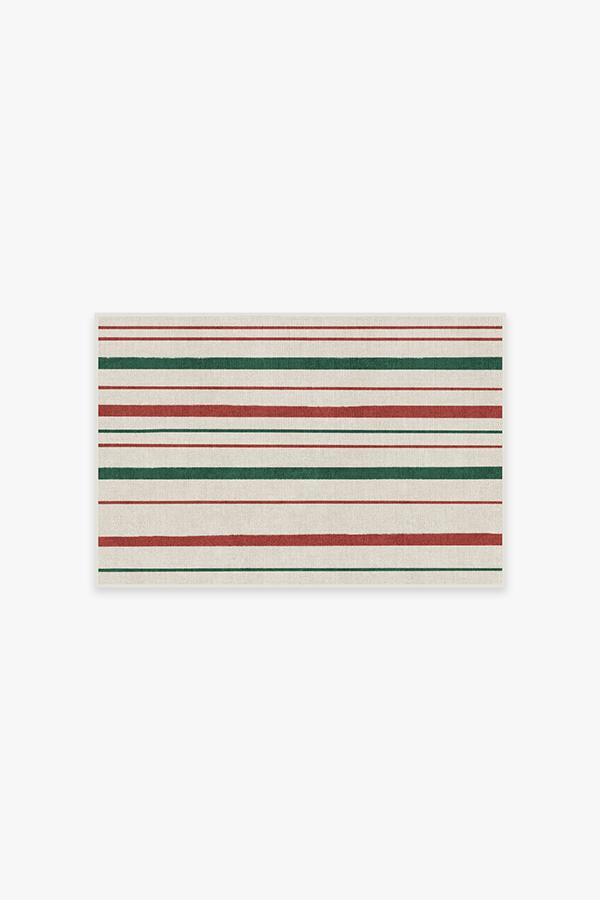 Hudson Stripe Red & Green Rug | Ruggable