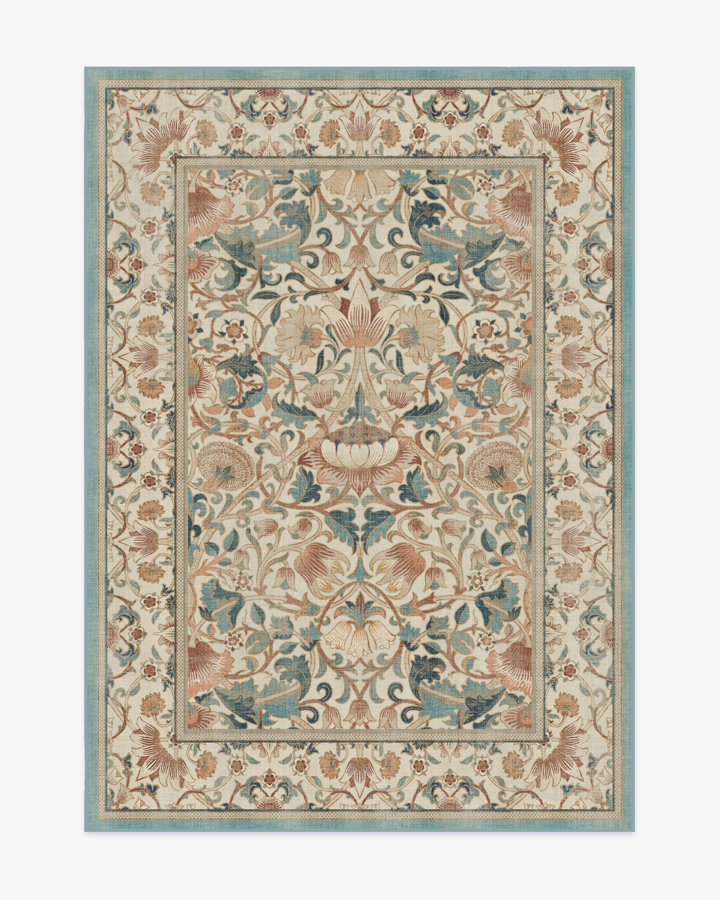 Morris & Co. Lodden Soft Rose & Teal Rug | Ruggable