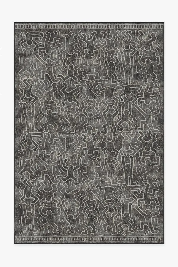 Keith Haring Balancing Act Black Rug | Ruggable