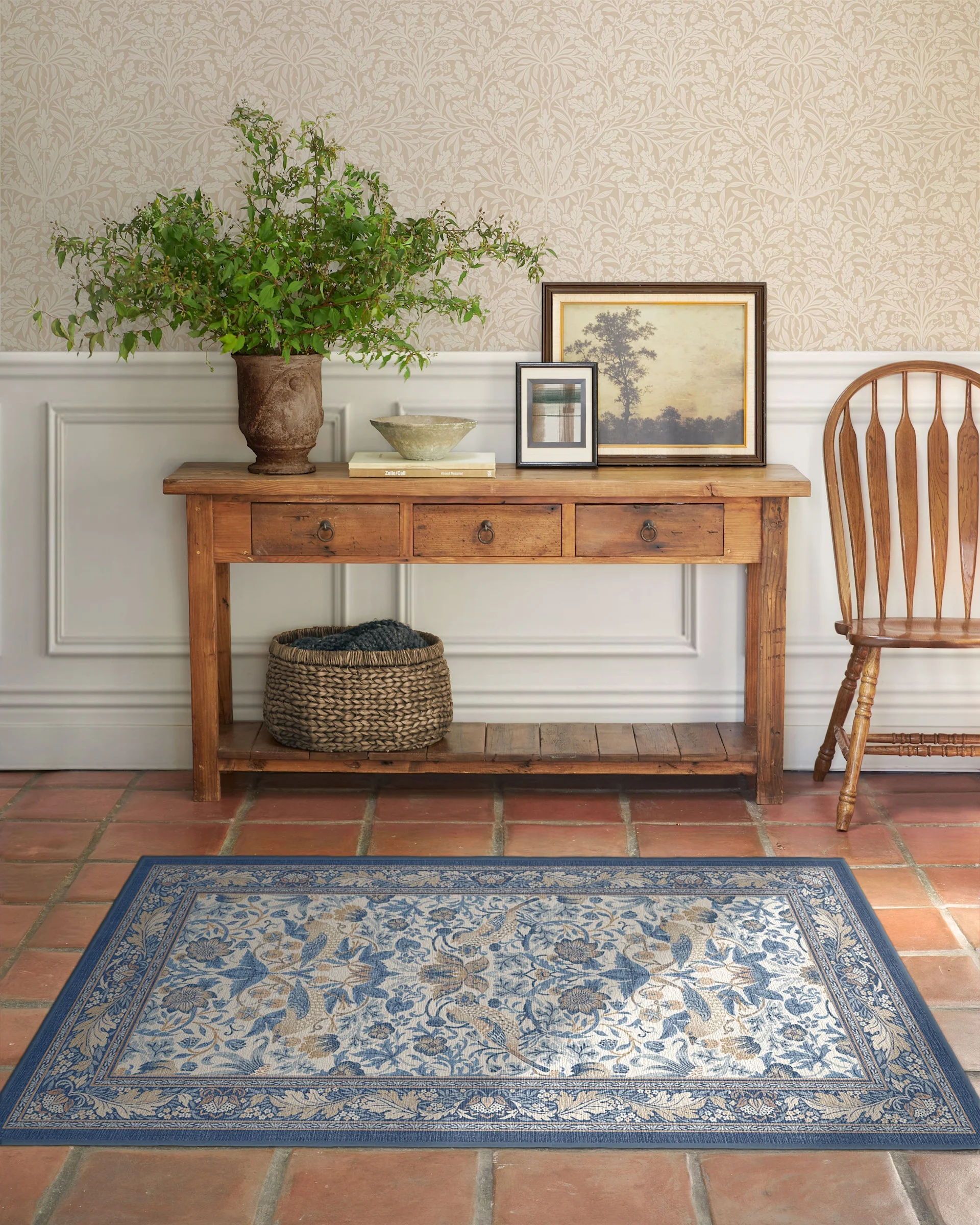 Morris & Co. Strawberry Thief Indigo & Ivory Rug | Ruggable