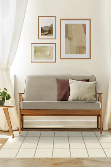 Vista Grid Ivory & Rust Rug | Ruggable