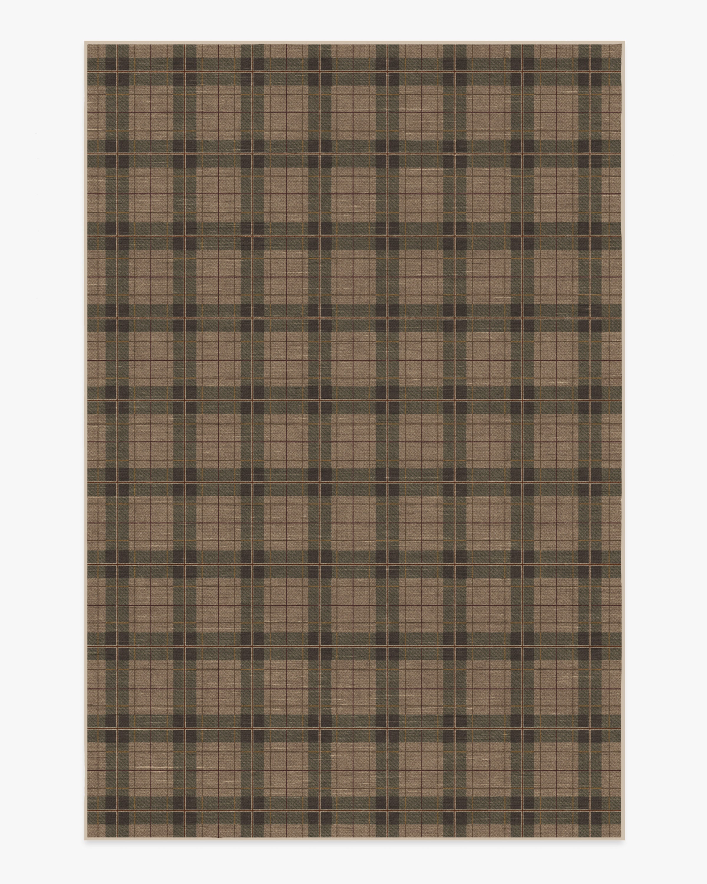 Alfie Plaid Natural & Green Rug | Ruggable