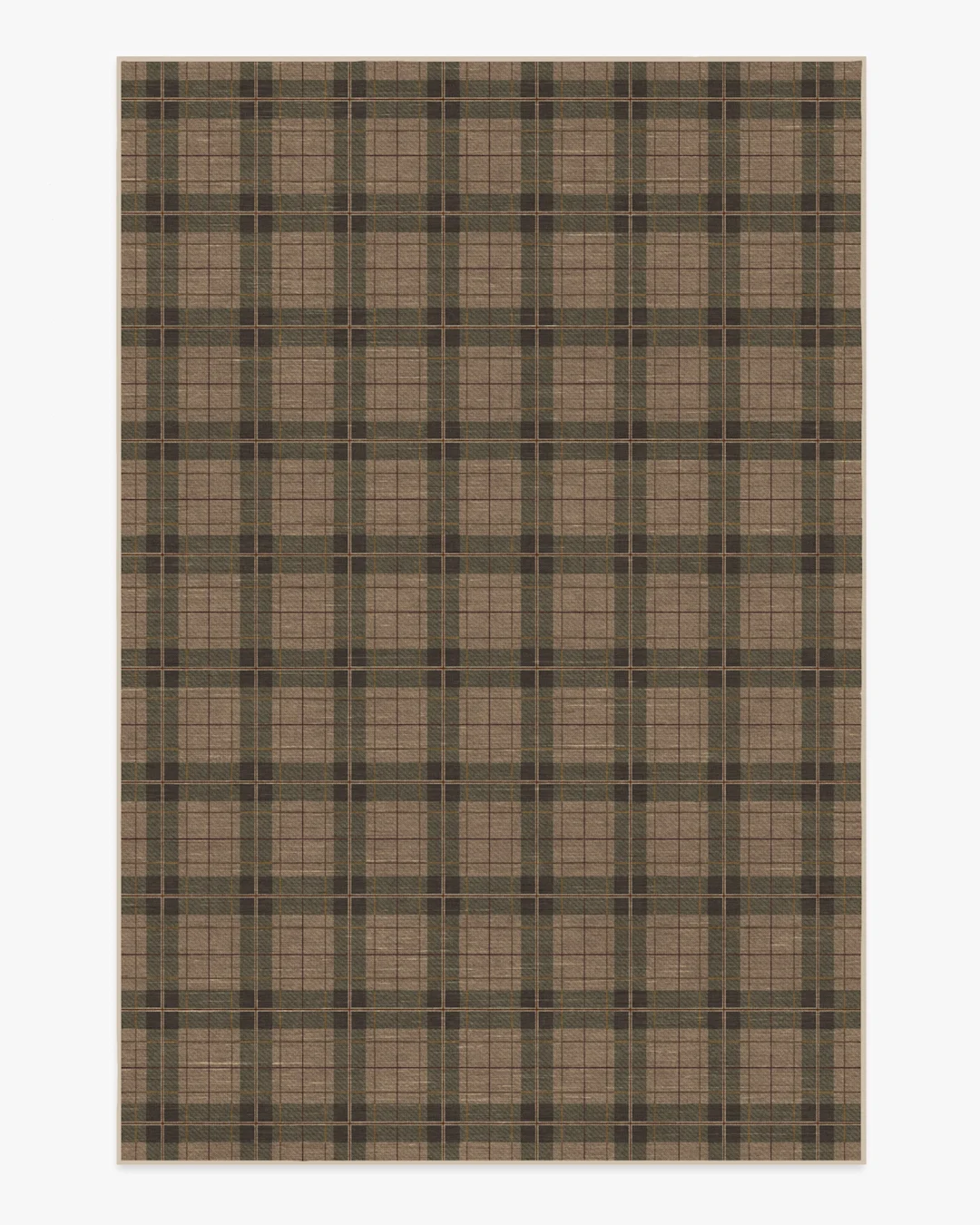 Alfie Plaid Natural & Green Rug | Ruggable