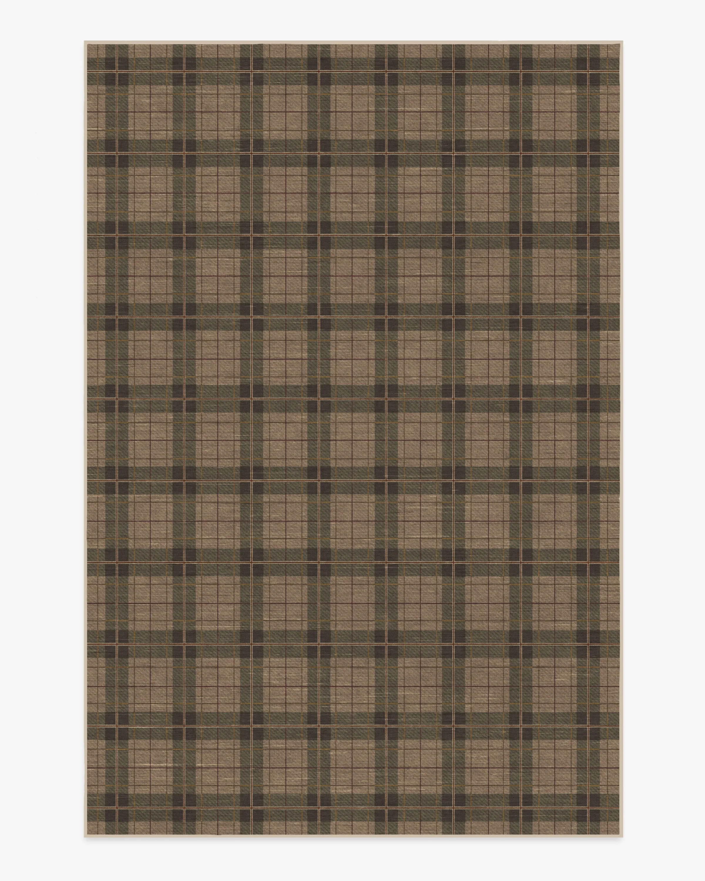 Alfie Plaid Natural & Green Rug | Ruggable
