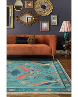 Iris Apfel Birds Of A Feather Aqua Rug | Ruggable