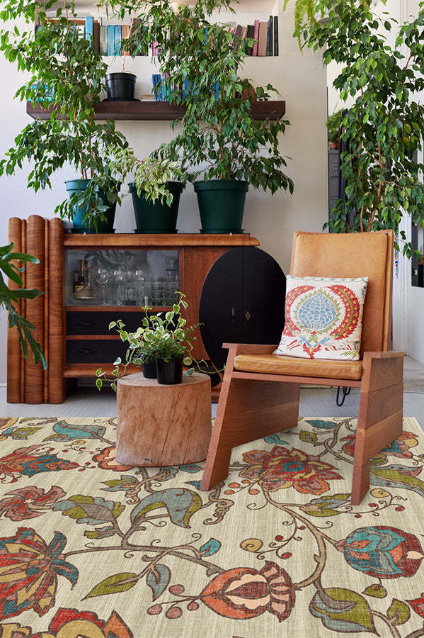 Frida Floral Natural Rug