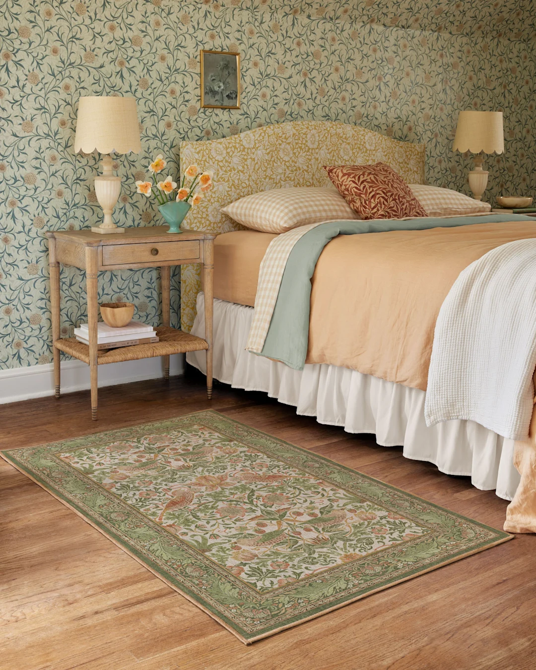 Morris & Co. Strawberry Thief Sage & Rose Rug | Ruggable