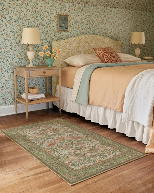 Morris & Co. Strawberry Thief Sage & Rose Rug | Ruggable