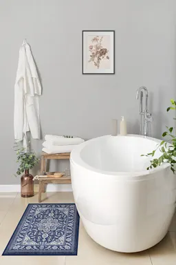 Safiya Navy Blue Bath Mat | Ruggable