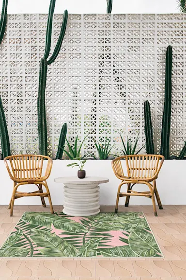 Outdoor Filifera Palm Pink Rug | Ruggable