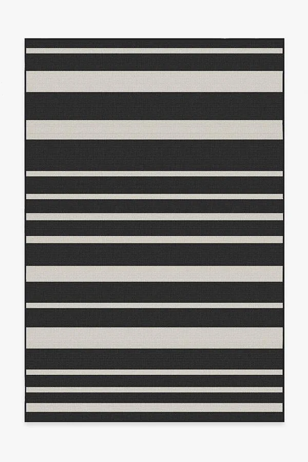 Outdoor Sailmaker Stripe Black Rug | Ruggable