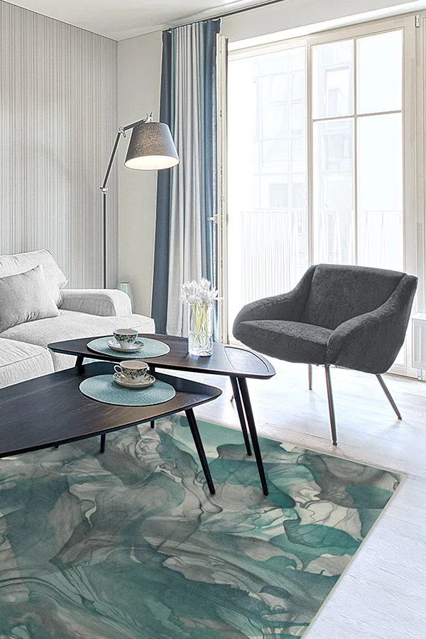Aurora Teal Grey Rug | Ruggable