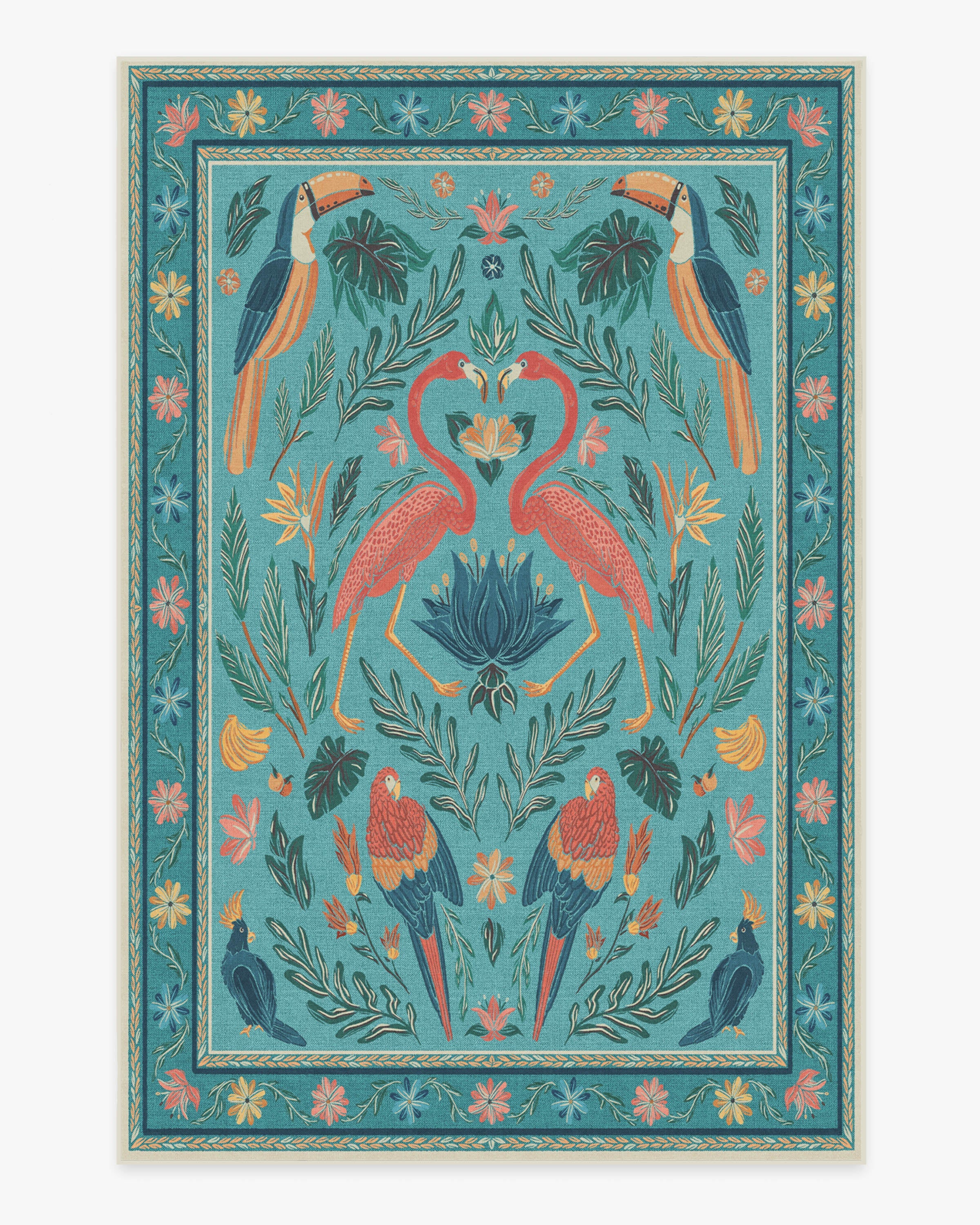 Iris Apfel Birds Of A Feather Aqua Tufted Rug | Ruggable