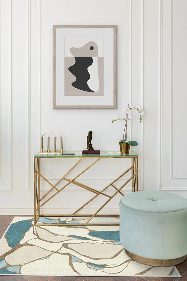 Nina Takesh Aude Teal & Ivory Rug | Ruggable