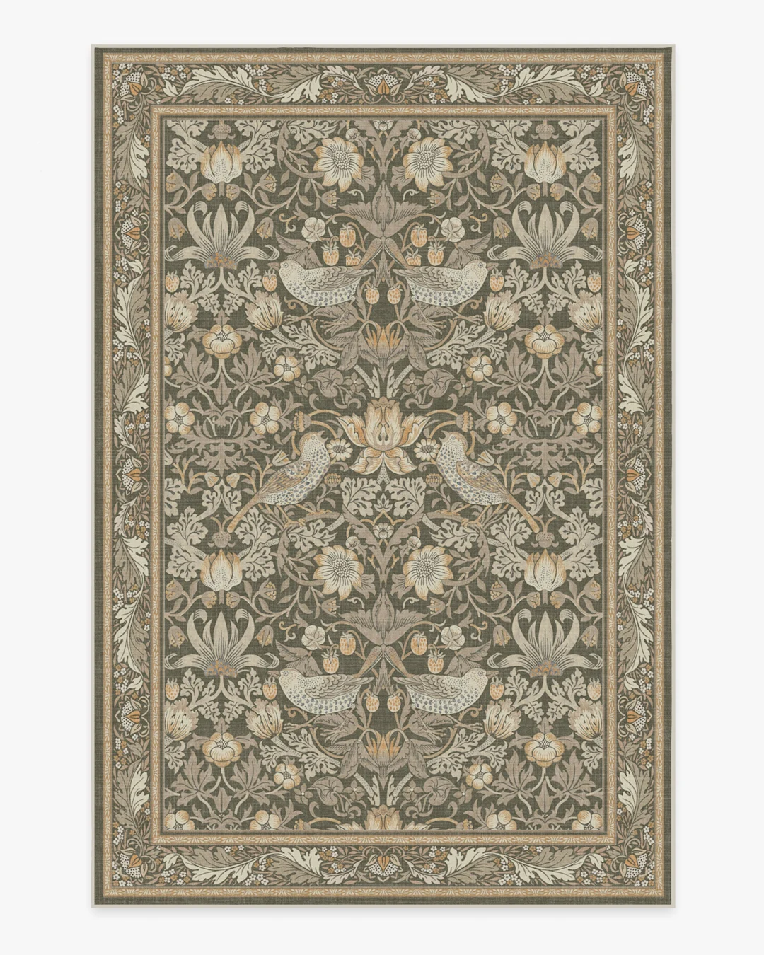 Morris & Co. Strawberry Thief Stone Gold Rug | Ruggable