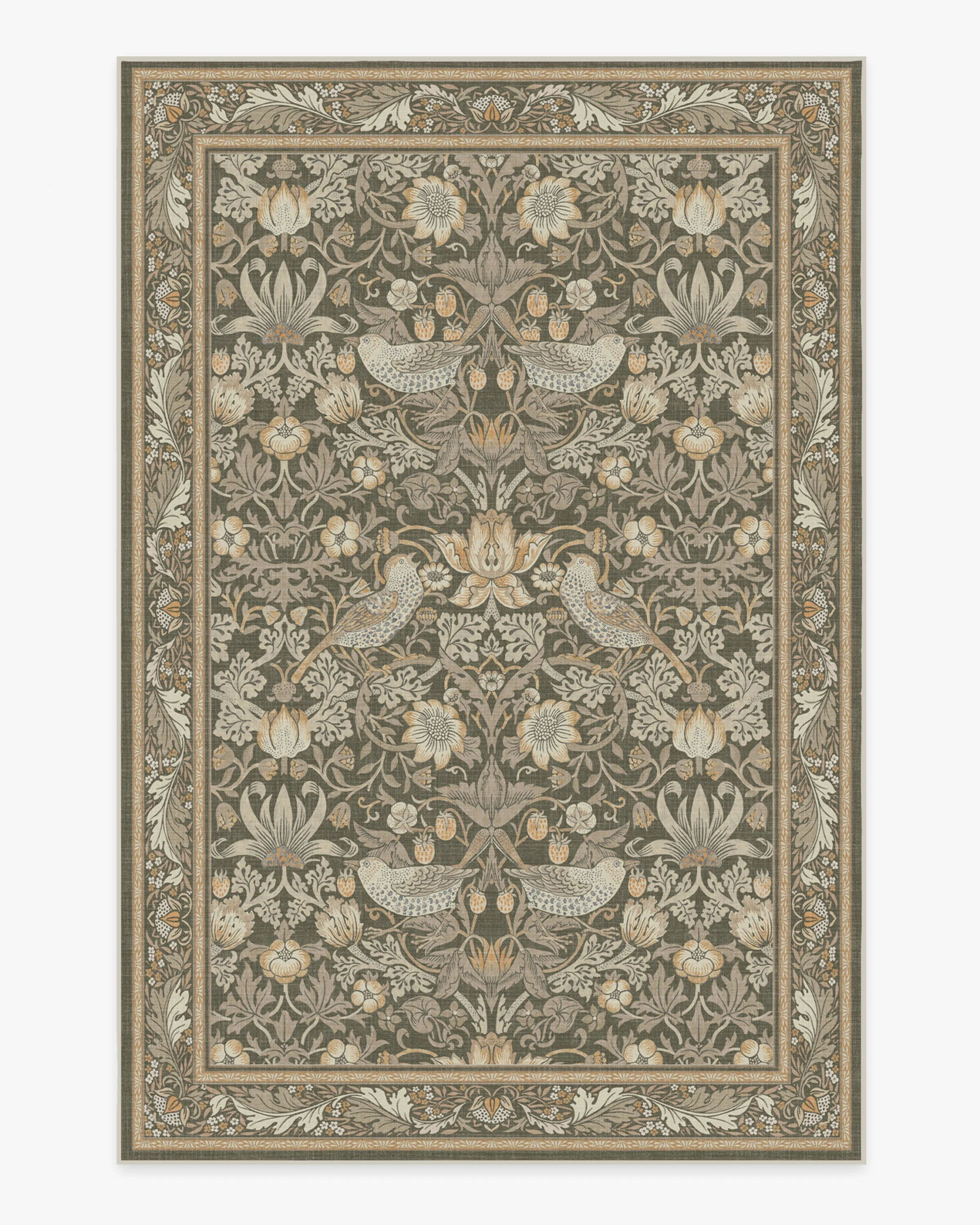 Morris & Co. Strawberry Thief Stone Gold Rug | Ruggable