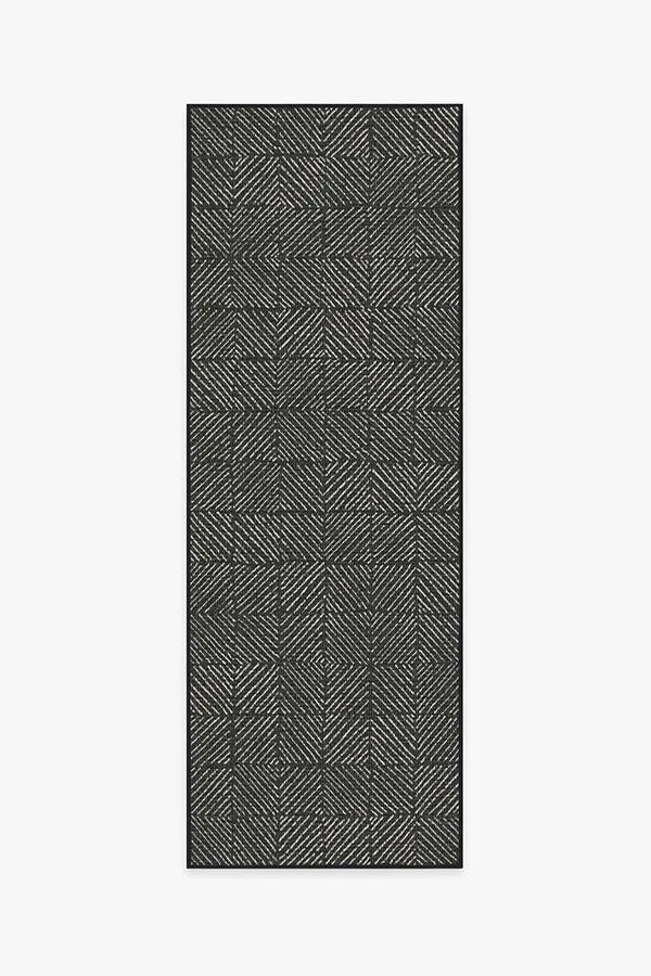 Outdoor Parquet Black Rug | Ruggable