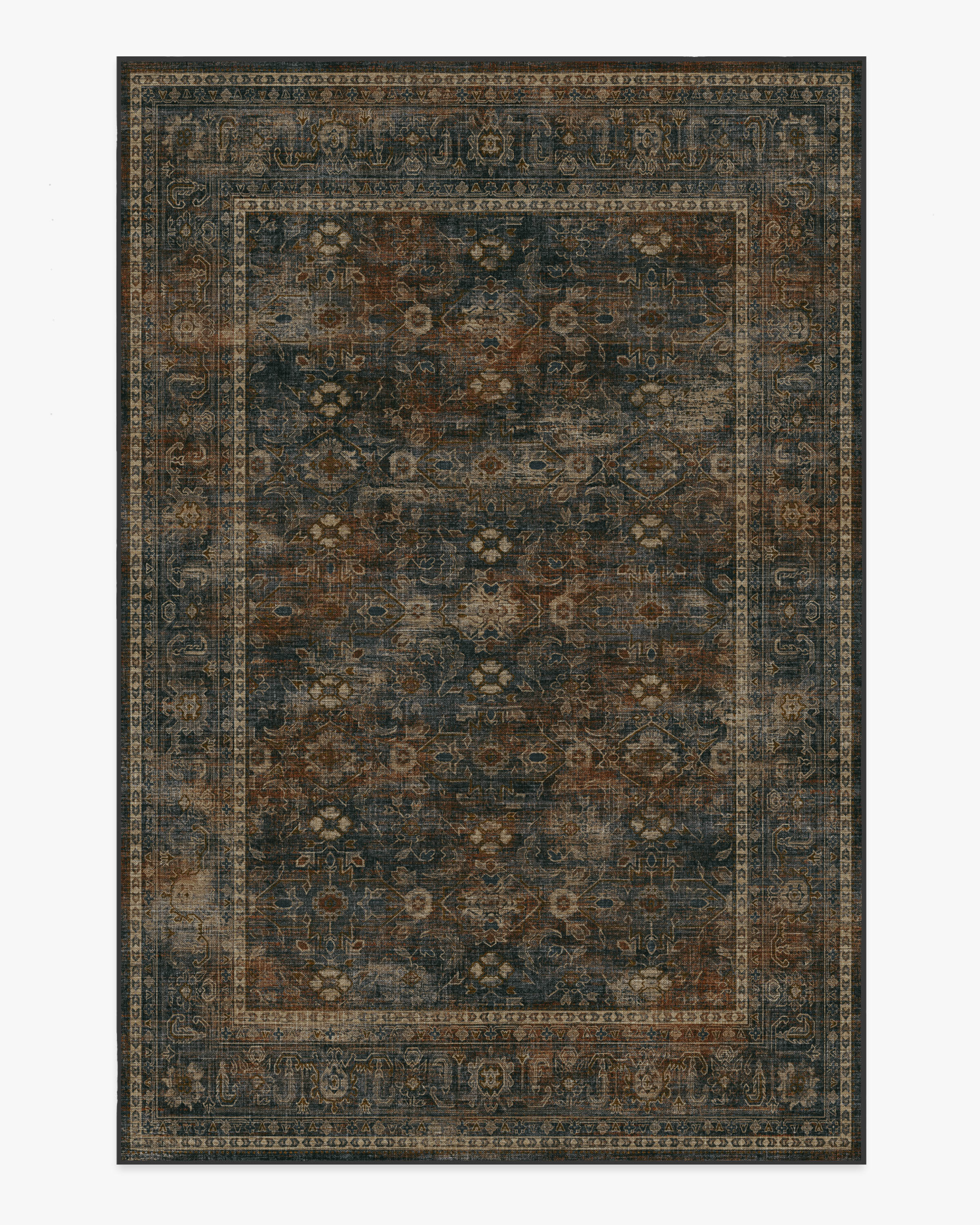 Ophelia Navy & Rotholz Teppich | Ruggable