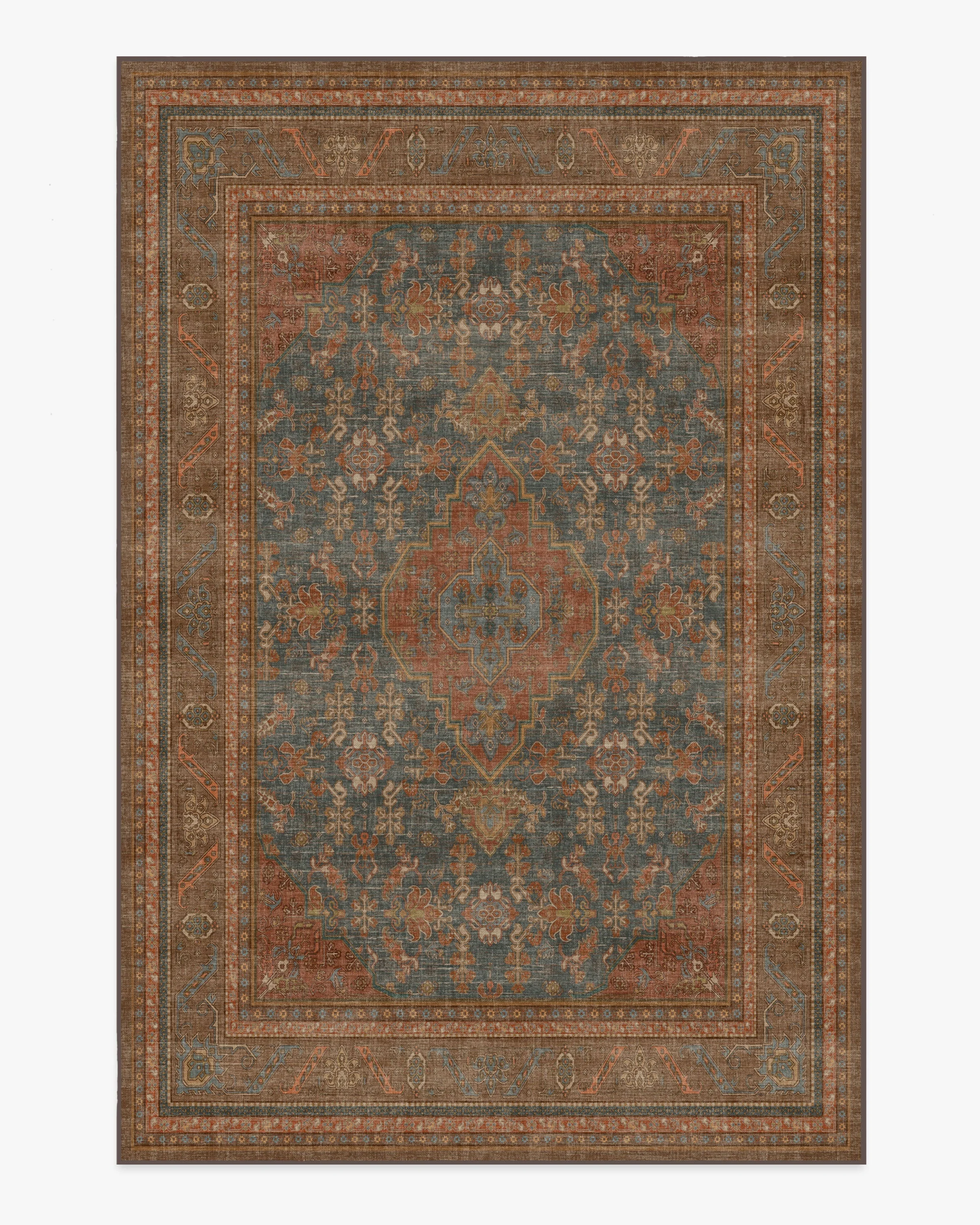 Rowan Teal Blue & Copper Rug | Ruggable