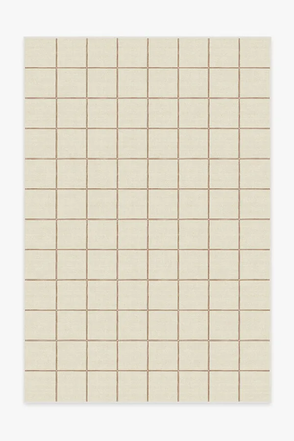 Vista Grid Ivory & Rust Tufted Rug | Ruggable