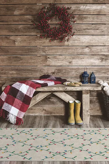 Holiday Lights Creme Rug | Ruggable