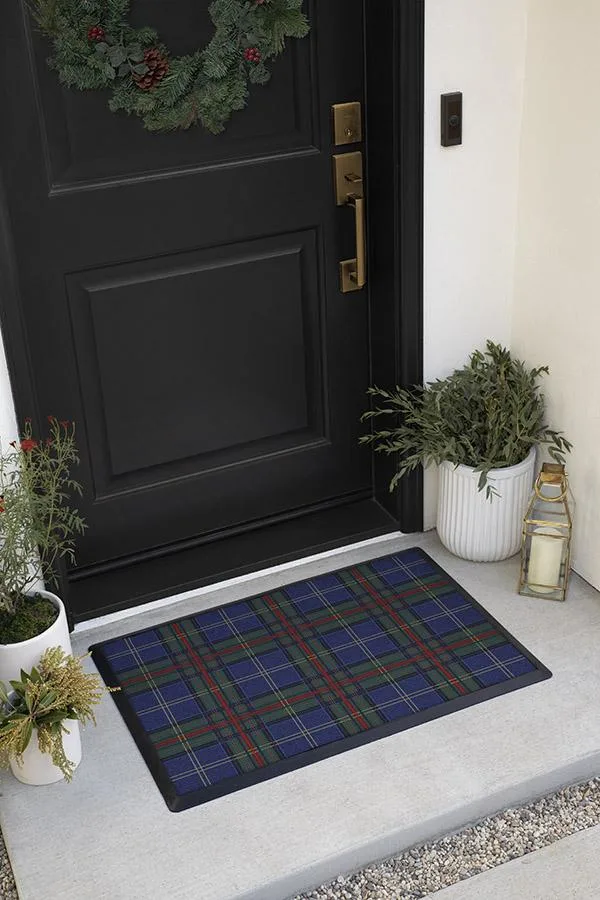 Winter Tartan Navy Doormat | Ruggable
