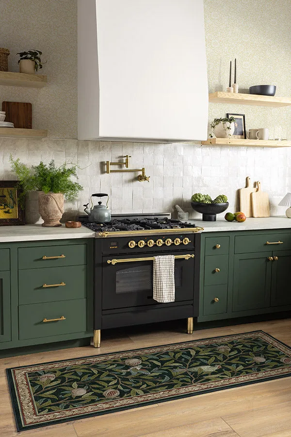 Morris & Co. Bird & Pomegranate Teal Green Rug | Ruggable