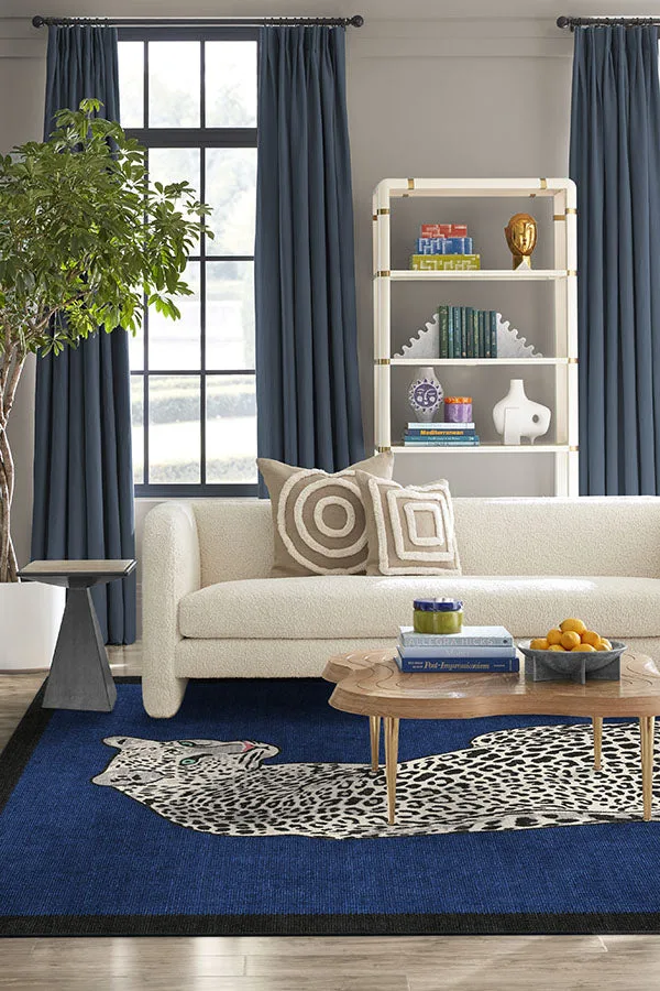 Jonathan Adler Snow Leopard Sapphire Rug | Ruggable