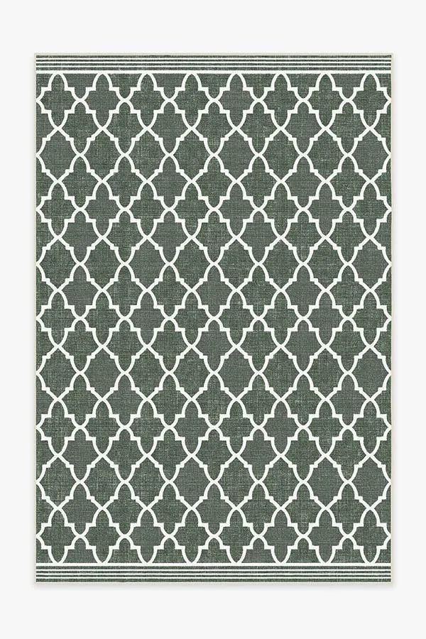 Outdoor Varia Trellis Forest Green Rug | Ruggable