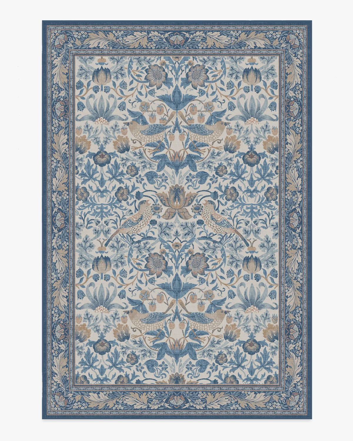 Morris & Co. Strawberry Thief Indigo & Ivory Rug | Ruggable