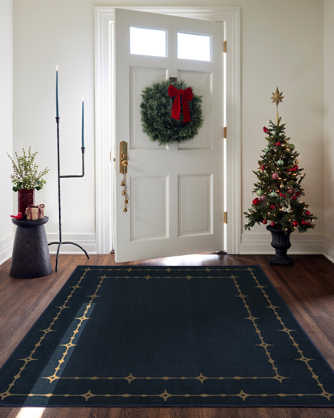 Sparkle Border Dark Navy Rug