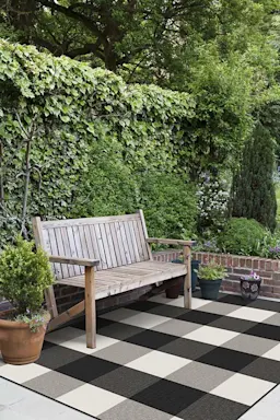 Outdoor Gingham Plaid Black & White Rug | Ruggable