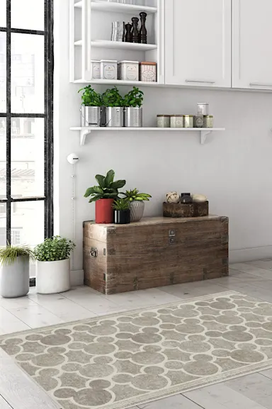 Mickey Trellis Ash Grey Rug | Ruggable